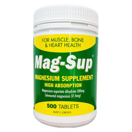 Mag-Sup Magnesium Supplement 500 Tablets High Absorption 500mg (MagMin ...
