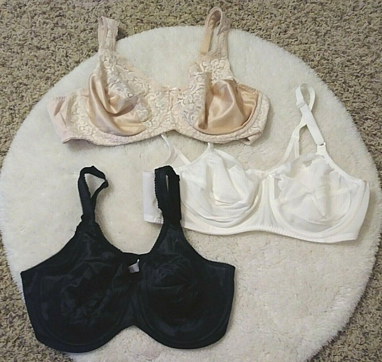 Bali & Body Language Black Tan White Bras 3 Pack Lace… - Gem