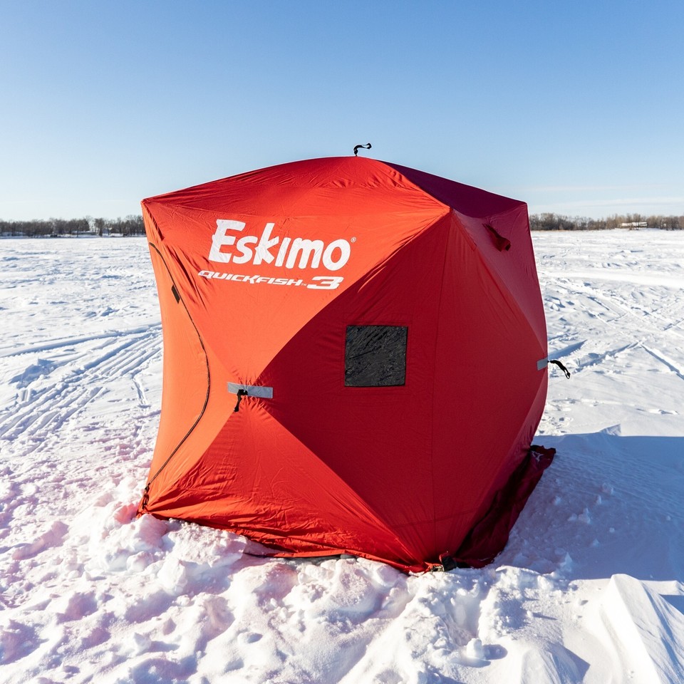 Eskimo QuickFish 3 Pop-Up Portable Shelter Red Three Person | eBay