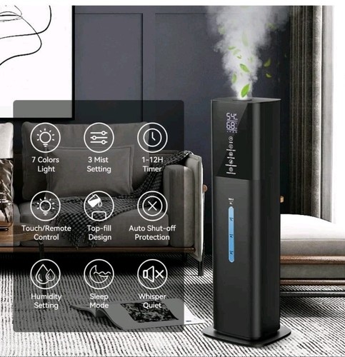 Humidifiers Large Room Bedroom with 7 Colors Light, 2.1Gal(8L) 3 Speed ...