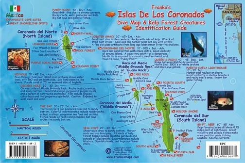 Coronado Islands Mexico Map & Kelp Creatures Waterproof Fish Card ...