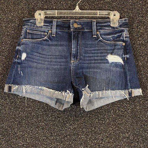 Paige Shorts Womens 32 Blue Denim Jimmy Jimmy Distressed Rolled Cuffs ...