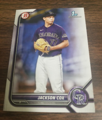 JACKSON COX 2022 1st BOWMAN DRAFT CARD #BD-174 ROCKIES (FIRST ROOKIE ...