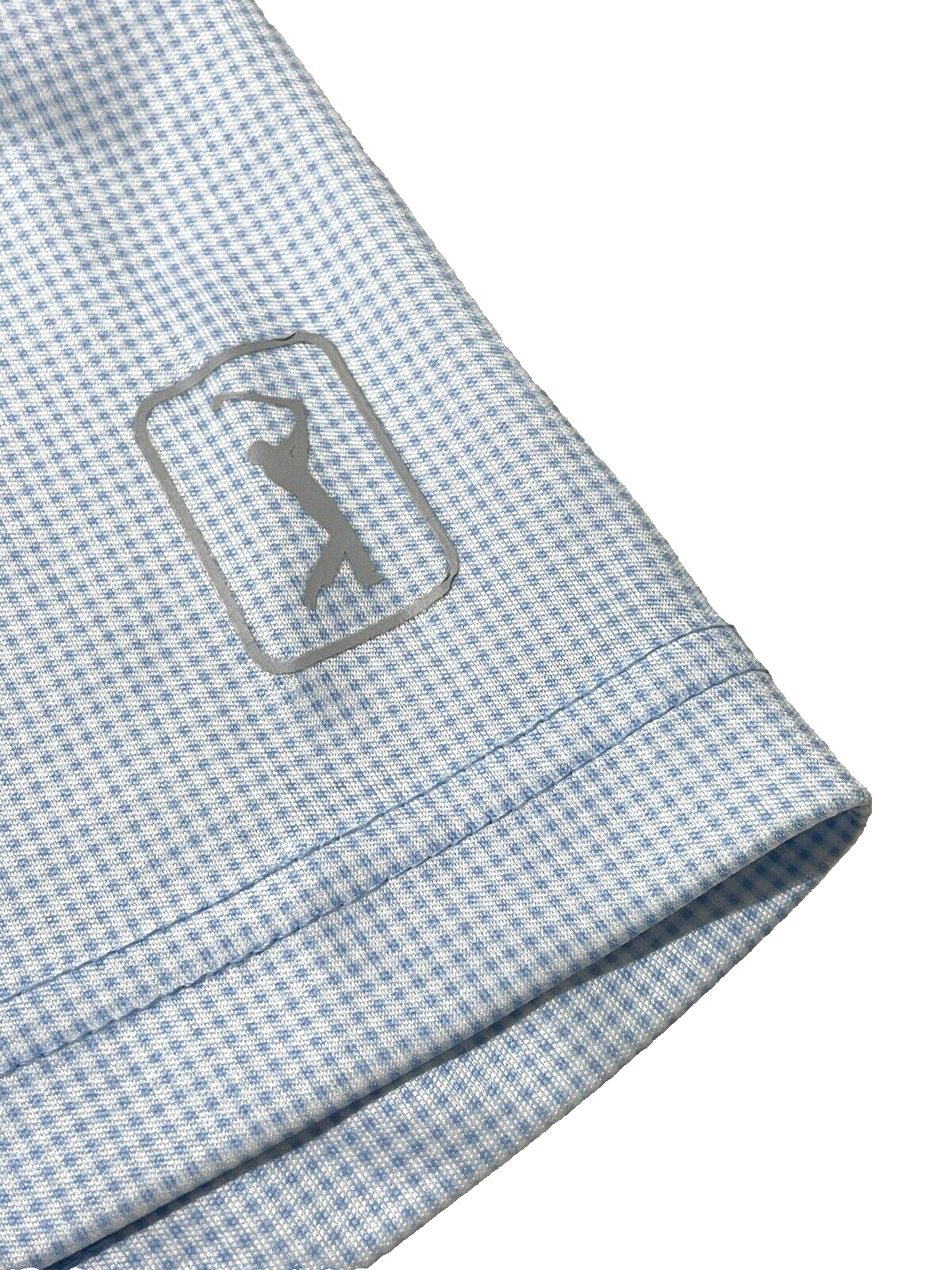 PGA Tour Polo Golf Shirt Mens M 43x28 SS Light Blue Pincheck Poly ...