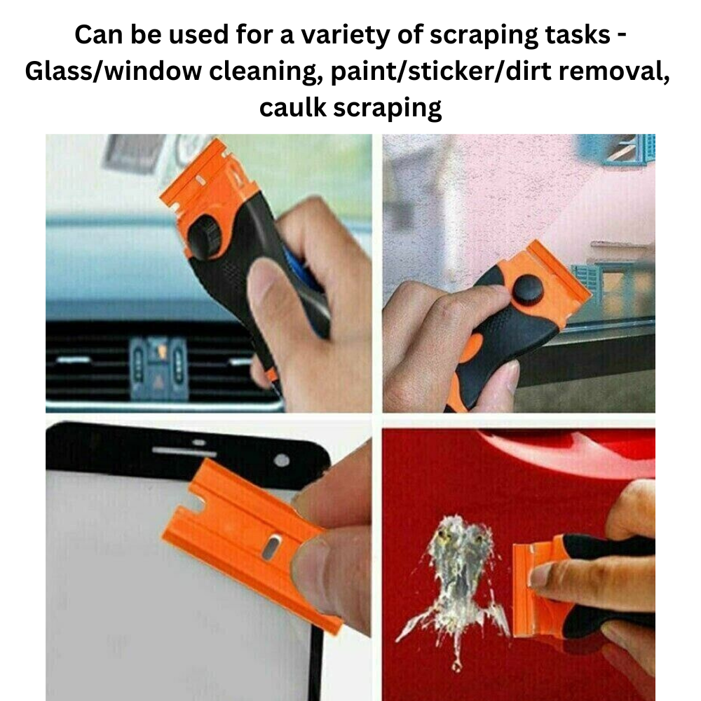 Scraper Tool Plastic – Residue, Paint, Sticker & Dirt Remover for Glass ...