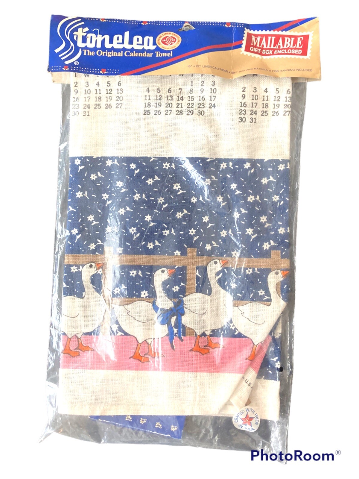 VINTAGE STONELEA 1990 CLOTH WALL CALENDAR Country Ducks 16X26" NEW ...