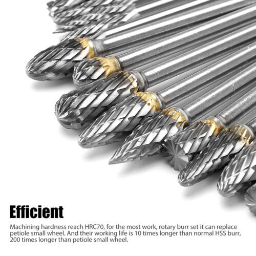 20x Tungsten Carbide Burr Cutting Carving Burr 1/8 Shank Dremel Rotary ...