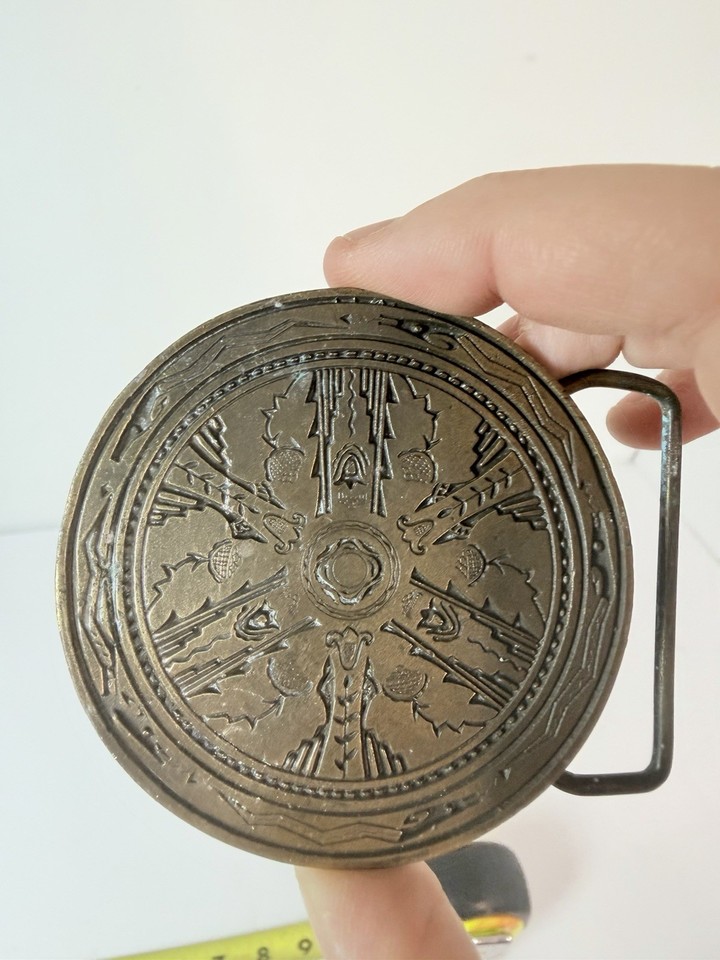 Bergamot Brass Belt Buckle Aztec Round Vintage | eBay UK