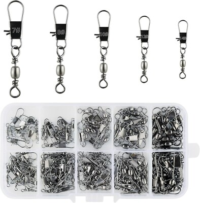 125pcs Barrel Swivel Interlock Snap Link Clip Strong Sea Carp Fishing ...