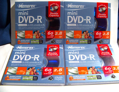 Memorex Mini DVD-R 4 Pack 4X 2.8GB 60 Min SP Mode Double Sided for DVD ...