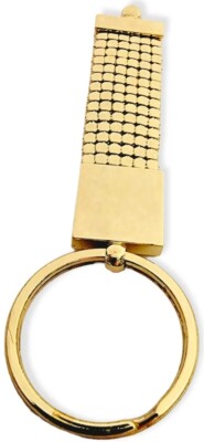 Vintage Mesh Metal Keychain Goldtone Metal Scaled Bar Keyring Retro ...