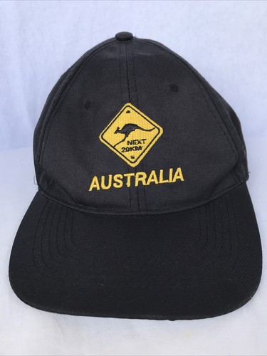 🦘 AUSTRALIA DAD CAP KANGAROO NEXT 20KM AUSTRALIANA BLACK ADJUSTABLE HAT ...