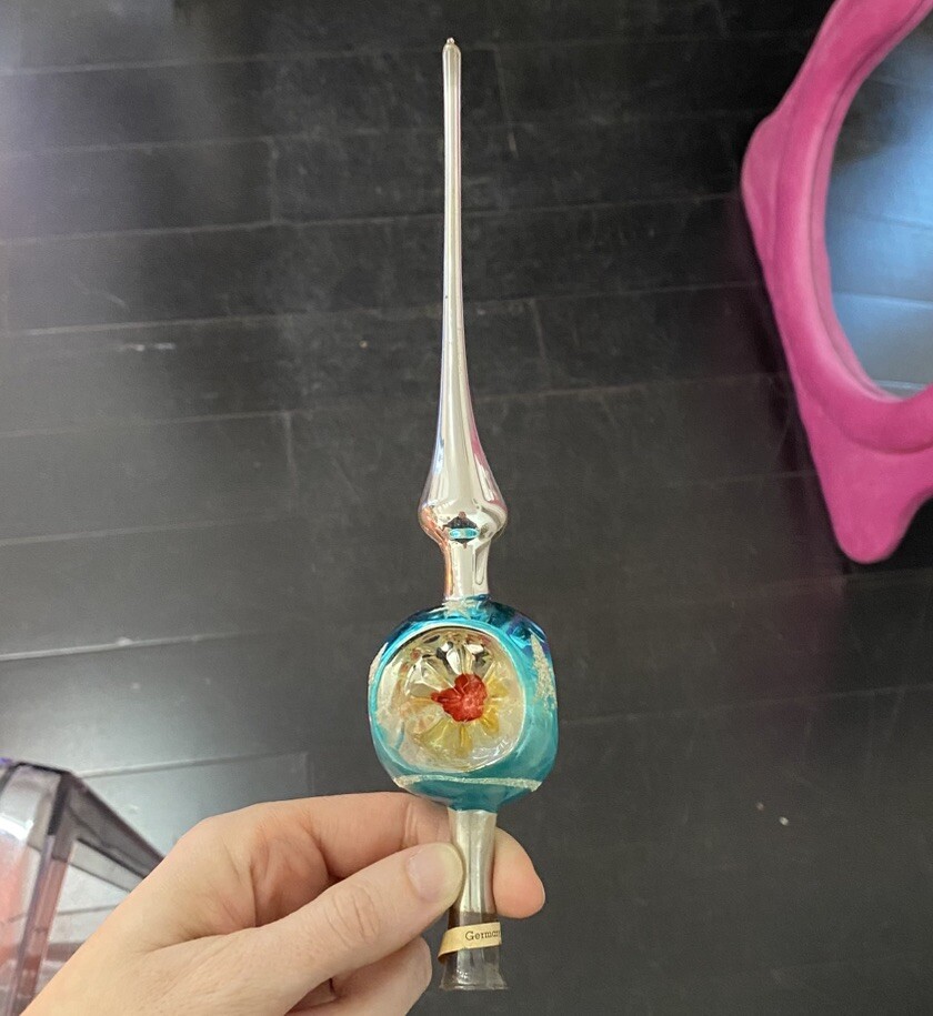 Vintage 1950s Shiny Brite Glass Christmas tree topper ornament w/Box | eBay