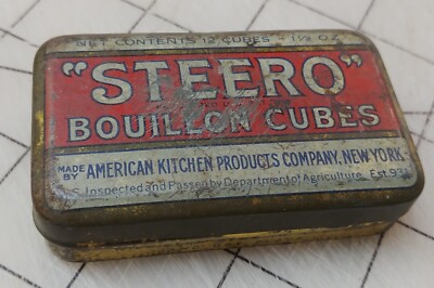 Vintage Steero Bouillon Cubes Country Store Tin Advertising | eBay