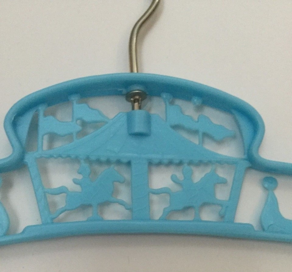 Vtg Child's Clothes Hanger Blue Plastic Clowns Carousel Horses Seal | eBay
