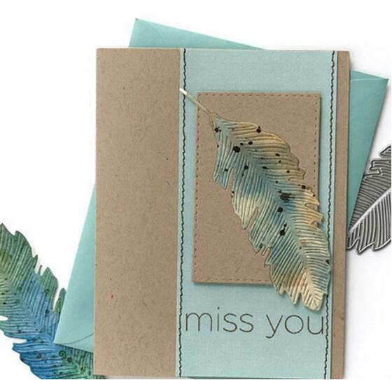 Feather Die Card Making Feather Metal Cutting Dies Stencils DIY ...