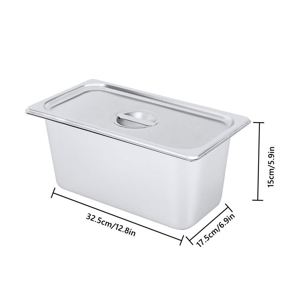 4pcs 6" Deep Stainless Steel Steam Table Pans Hotel Food Prep Pan with ...