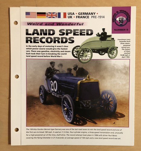 Land Speed Records Steam IMP Brochure Poster Darracq Steamer Rocket ...