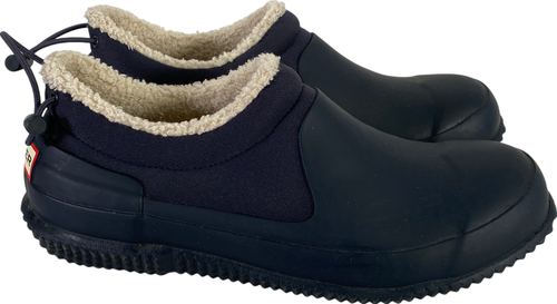 Hunter Women’s Blue Insulated Sherpa Low Top Rubber Slip On Clogs - 8 ...