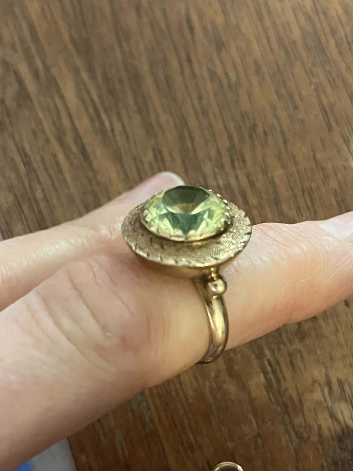 Antique 14K heavy yellow gold Statement Ring (Peridot) - Gem