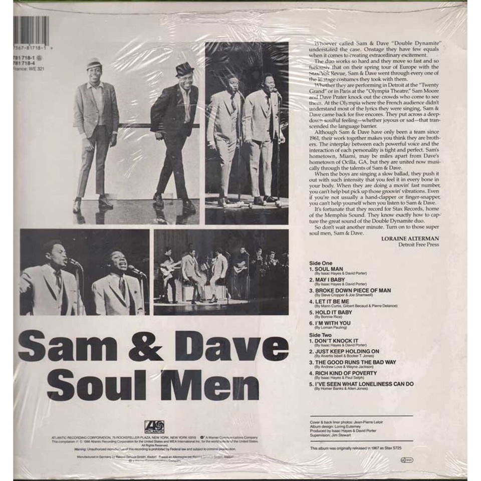 Sam & Dave Vinyl LP Soul Men / Atlantic 781 718-1 Sealed | eBay