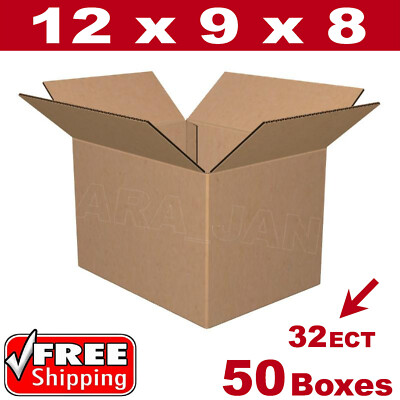 50- 12x9x8 Cardboard Boxes Mailing Packing Shipping Box 32ECT ...