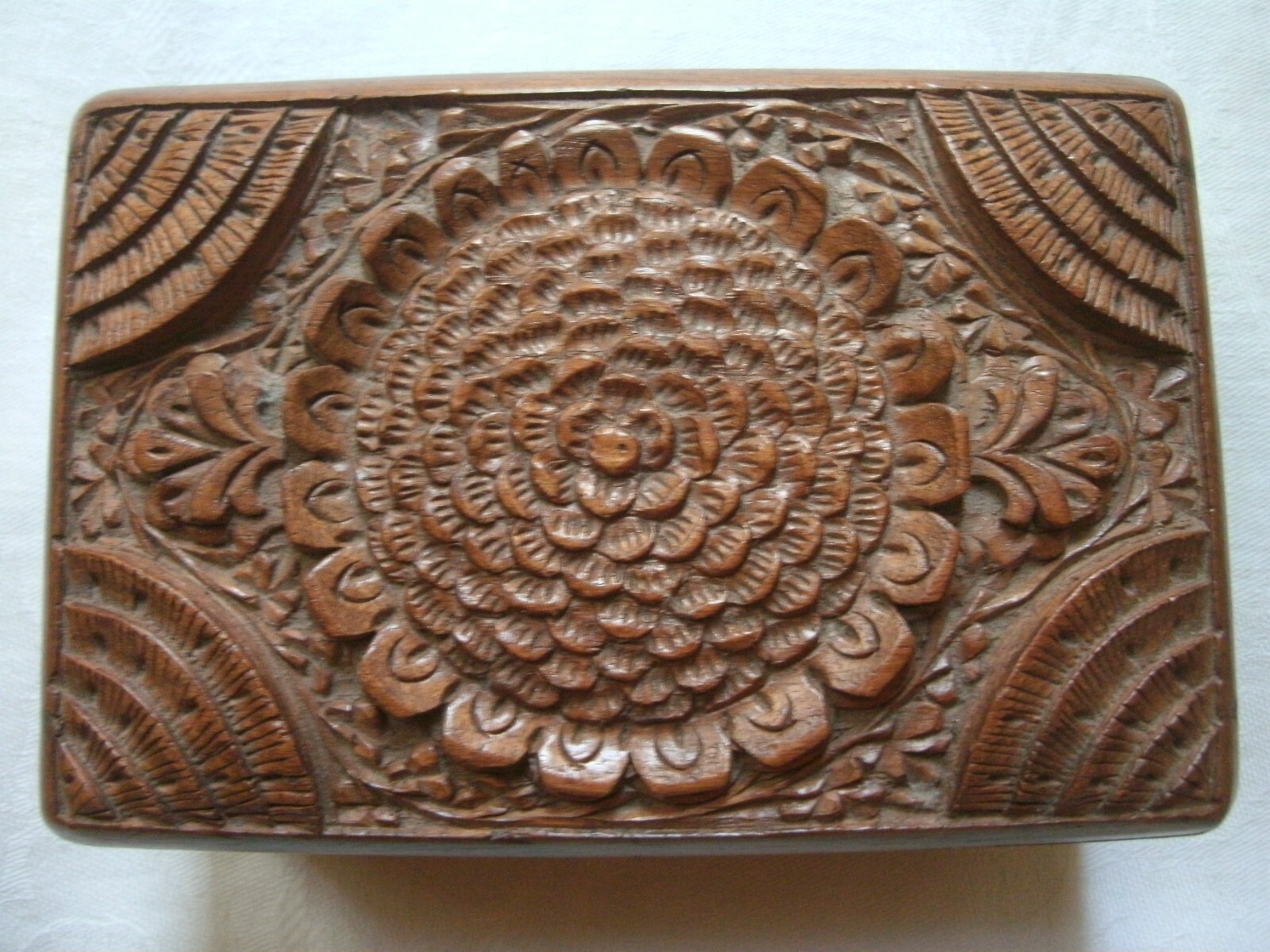 Carved Wooden Box with Lid and Hidden Opening | eBay