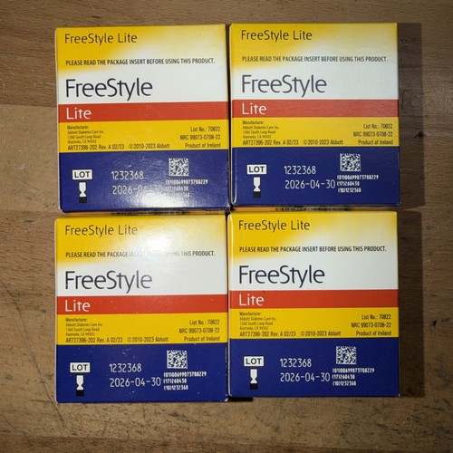 200 Freestyle Lite Blood Glucose Test Strips - 4 x 50 ct - EXP: 04-2026 ...