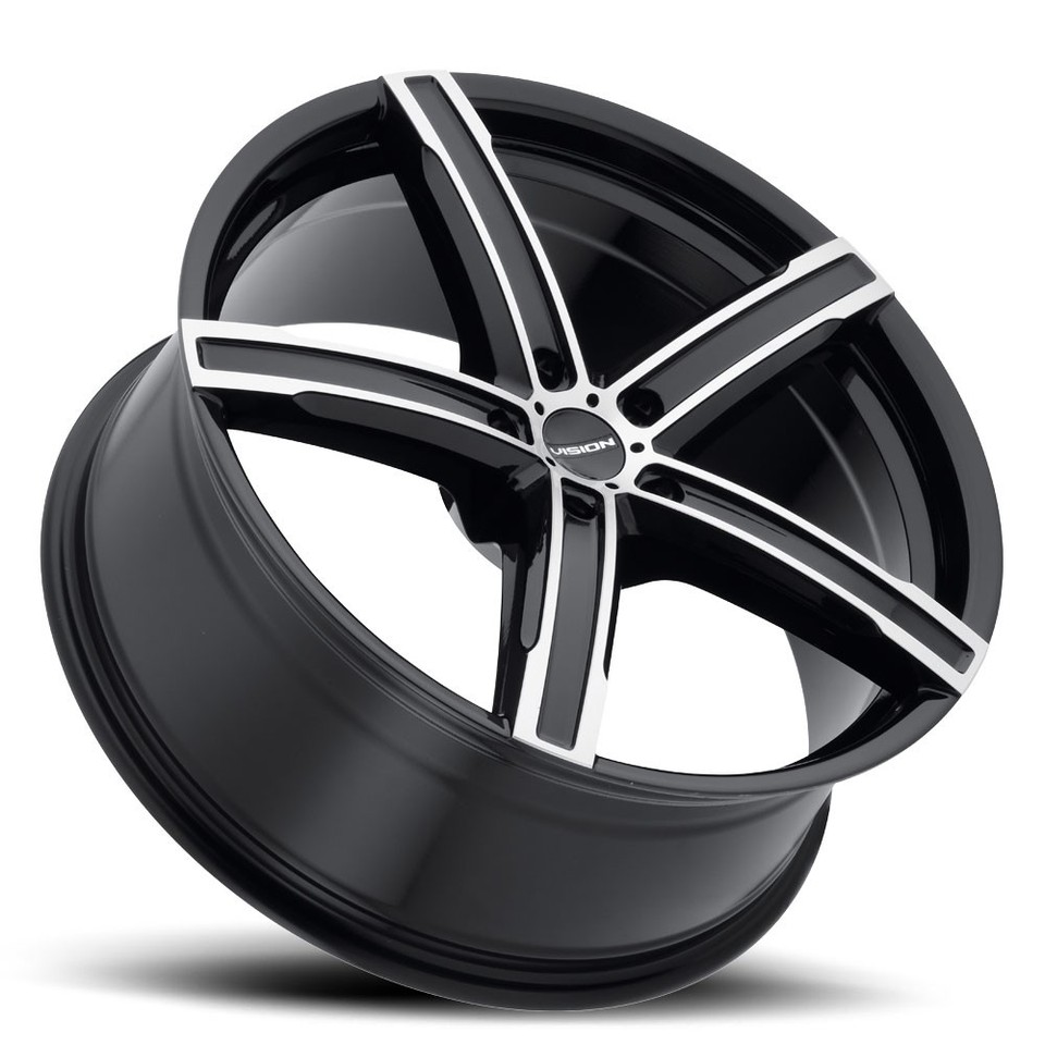 16x7 +38 Vision 469 Boost 5x115 Gloss Black Machined Face Wheels (Set ...