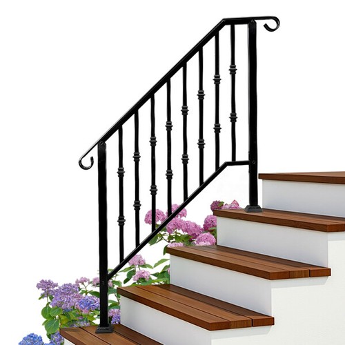 Matte Black Outdoor 3 Level Iron Handrail | eBay