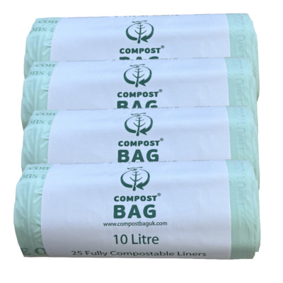 10 Litre x 100 CompostBag Compostable Food Waste Caddy Liner Bin Bags ...