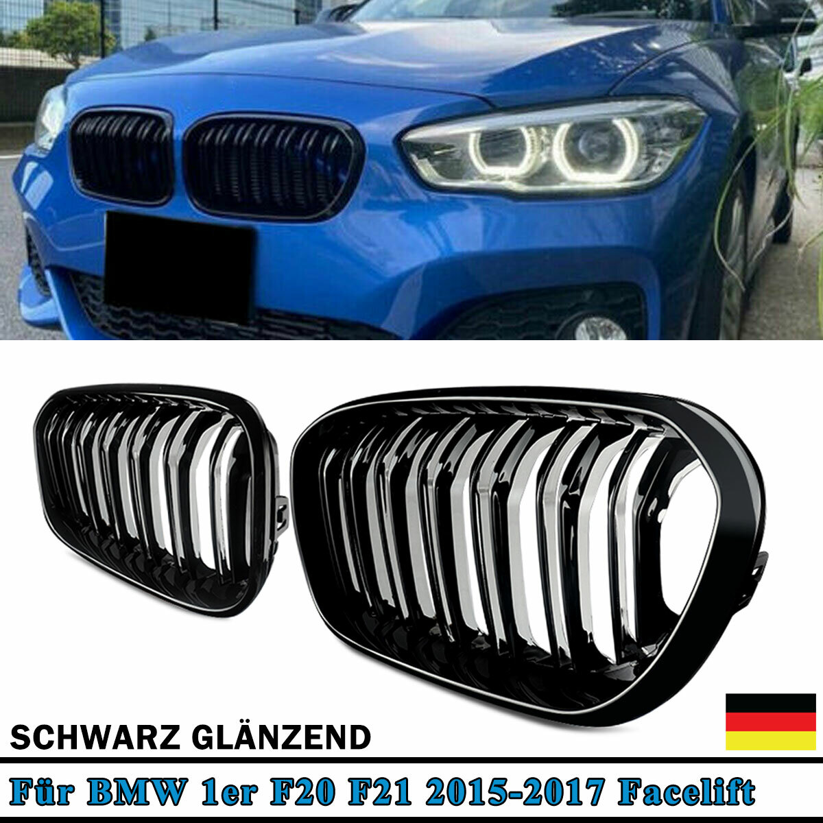 Kühlergrill Schwarz Glanz Grill Nieren für BMW 1er F20 F21 ab 2015 ...