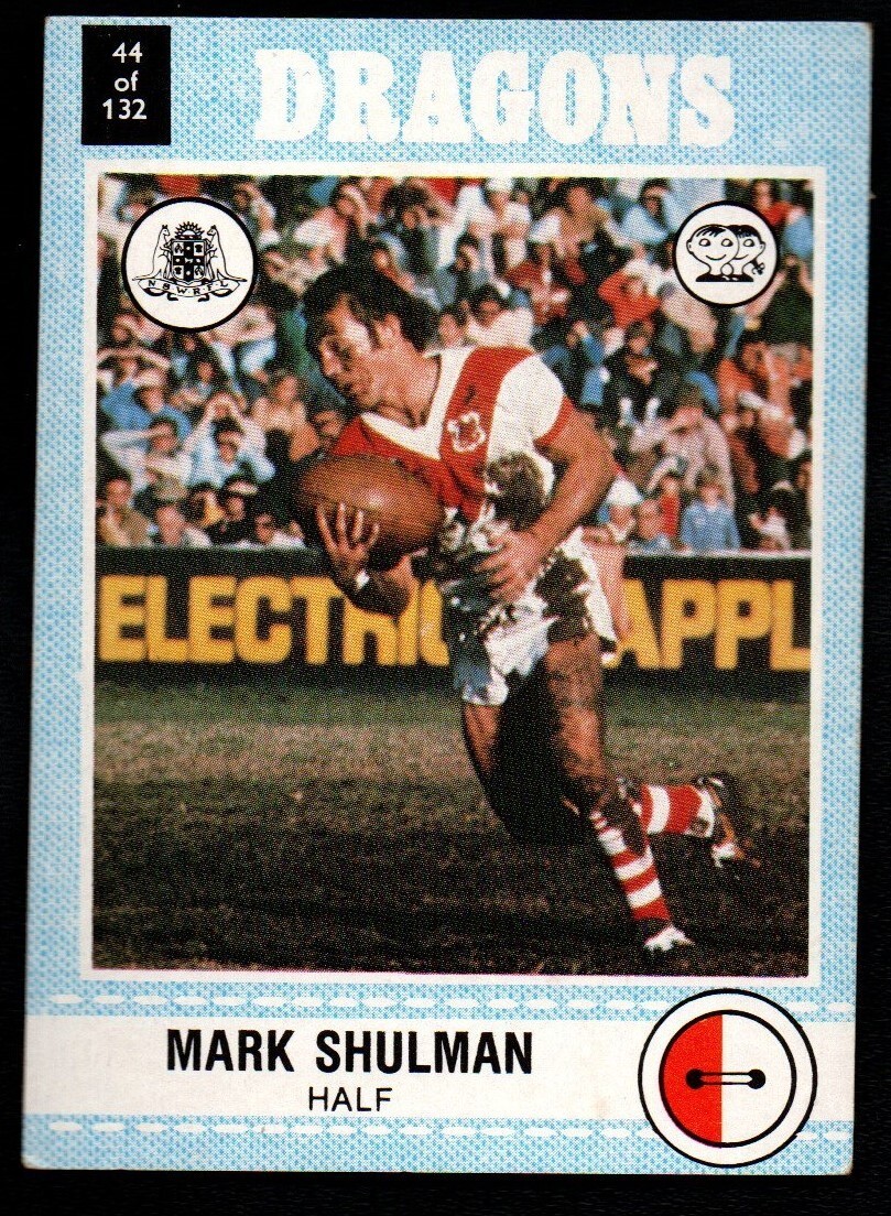 SCANLENS RUGBY LEAGUE CARDS 1977-44 MARK SHULMAN SAINT GEORGE | eBay
