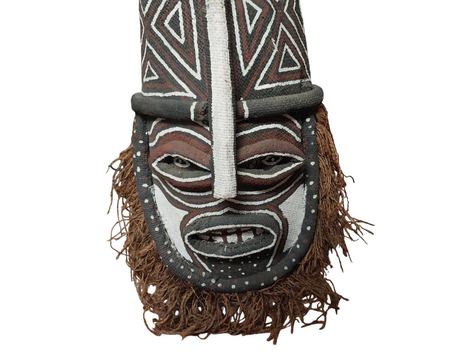 African Makishi Tribal Mask Raffia Trimmings 35" Tall Wearable HUGE ...