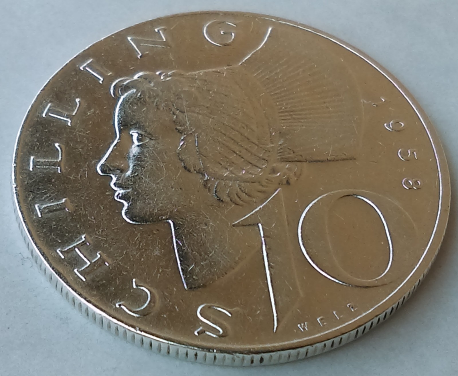 10 Schilling 1958. REPUBLIK ÖSTERREICH, Austria Silver coin (.640) 7,50 ...