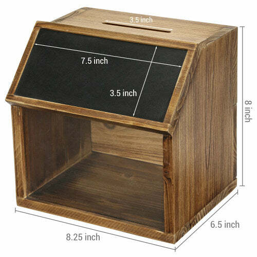 Burnt Solid Wood Locking Suggestion/Donation Box w/ Chalkboard, Lock ...