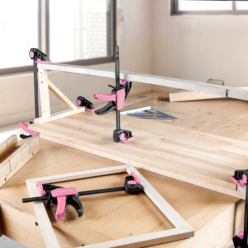 WORKPRO 6-Packs 6" 12" Bar Clamp One-Handed Clamp/Spreader Light-Duty ...