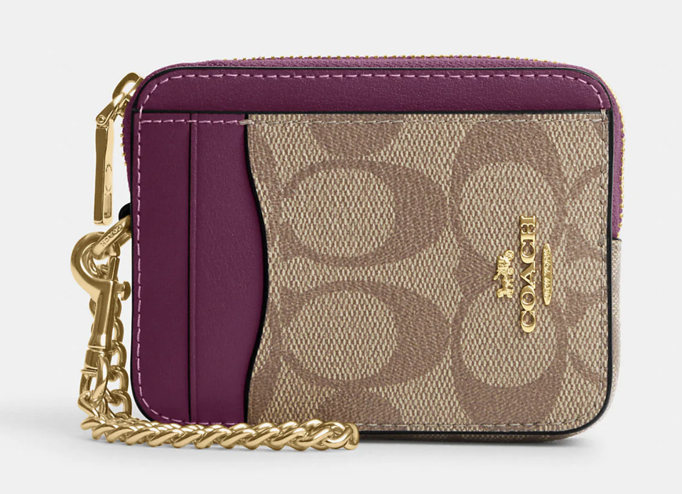 Coach Zip Card Case With Chain BN | eBay