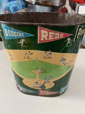 Vintage Baseball Garbage Can 1940-1953 Era Antique Great Display Rare ...