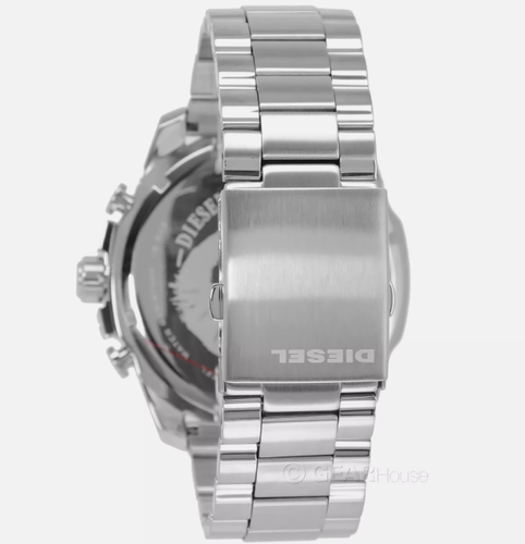 Diesel Mega Chief Silver Stainless Steel Mens 51mm Chronograph Watch ...