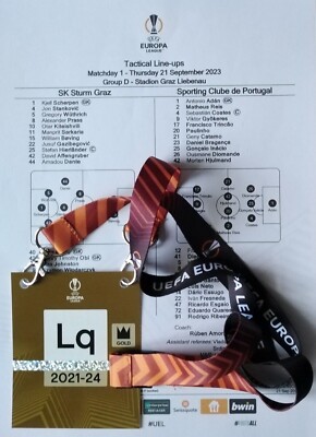 TICKET Player Pass UEFA Europa League 21.9.2023 Sturm Graz - Sporting ...