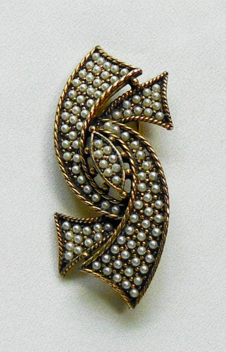 Vintage HOLLYCRAFT Faux Pearl Modernist Abstract MC Pin Brooch | eBay