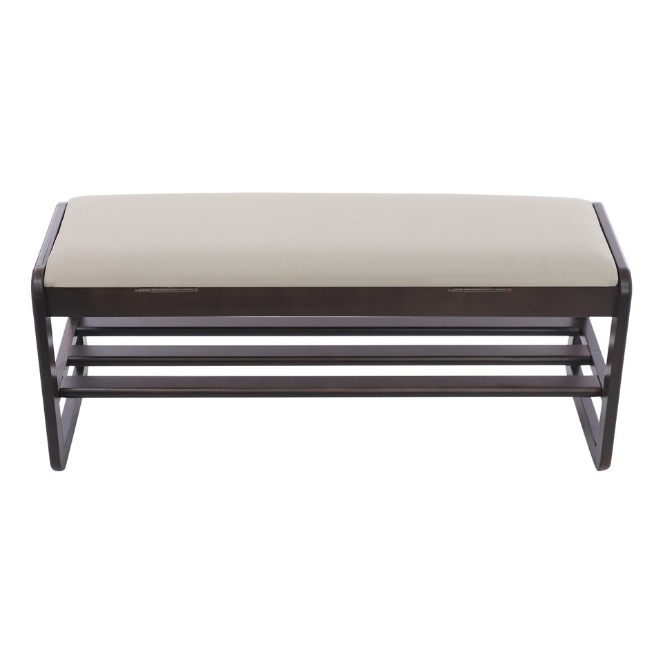 Entryway Shoe Bench Boots Rack W/ Cushion & Storage Space Shoes Stand ...