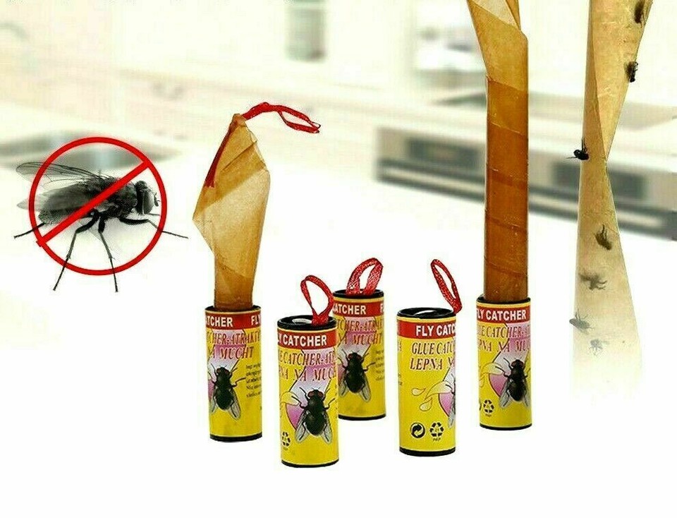 Fly- Catcher-Paper-Sticky-Glue-Insect-Bug-Trap-Killer-Strong-Roll-Tape ...