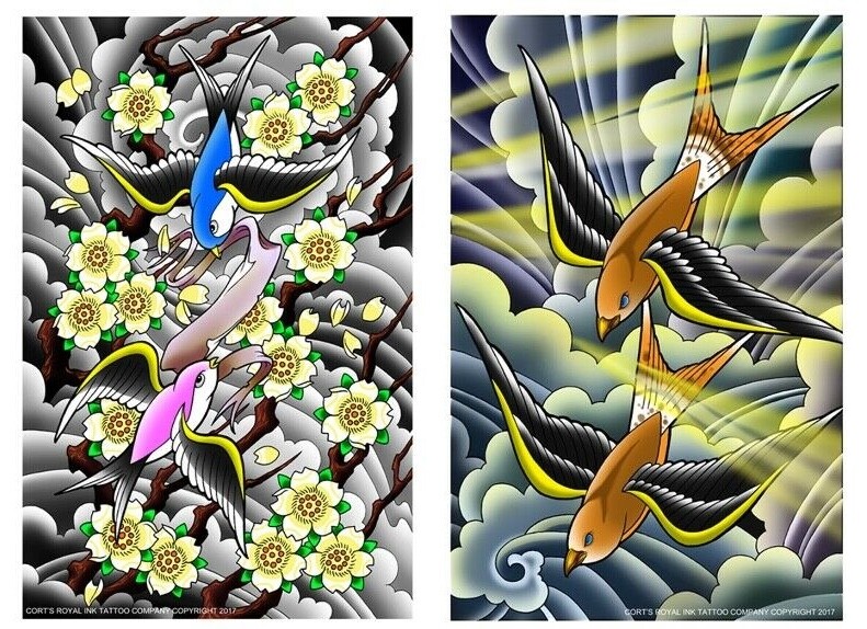 "8 traditional Birds" Tattoo Flash,11x17 New for 2018 | eBay