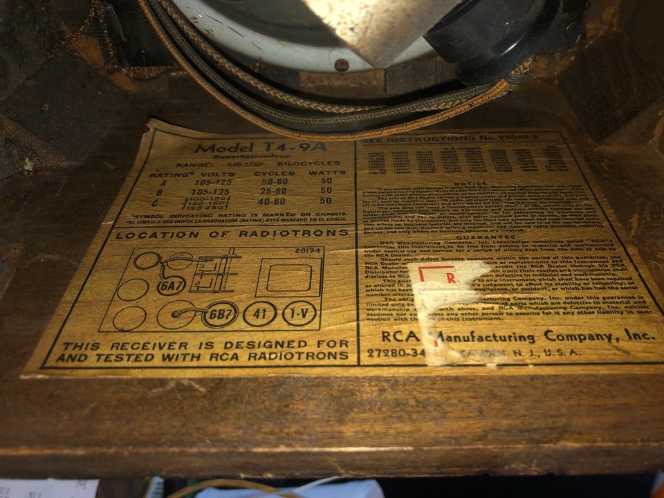 1935 RCA T4-9A Tube Radio Two tone Wood antique broadcast receiver T4 ...