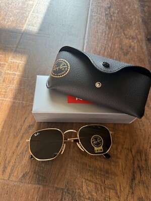 Ray-Ban Hexagonal RB3548 Gold Frame/ Green G15 Sunglasses | eBay