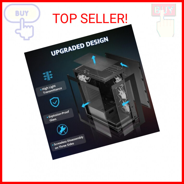 darkFlash ATX Mid-Tower PC Case, Pre-Install 4 PWM ARGB Fans Computer ...