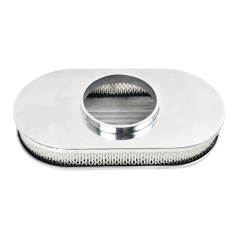 Fit SBC BBC Street Rod Polished Aluminum 15" Oval Half Finned Air ...