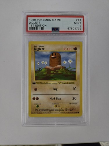 POKEMON 1st Edition Shadowless Base Set DIGLETT 47/102 Common PSA 9 ...